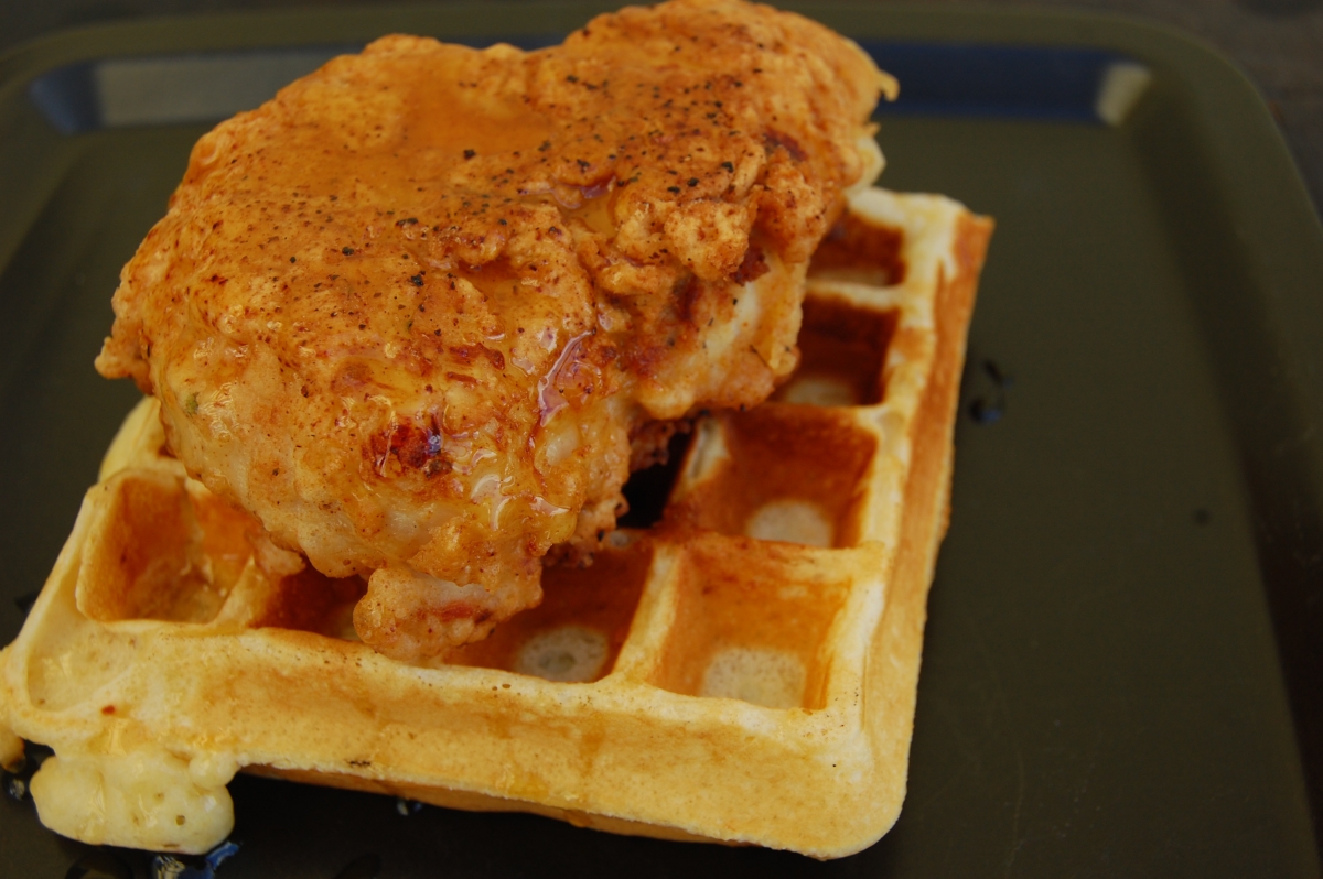 Sous Vide Batter-Dipped Fried Chicken with Honey and Waffles