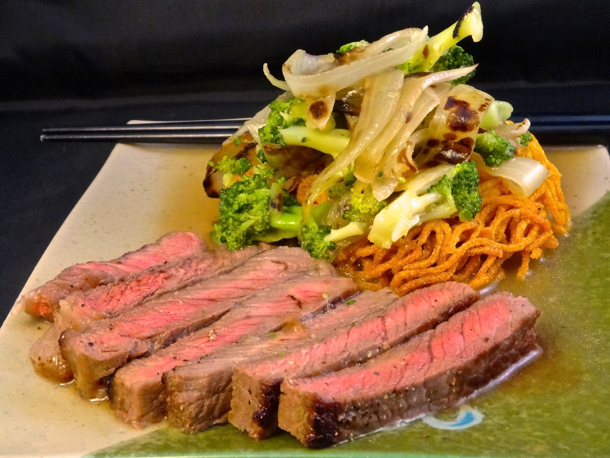Sous Vide Beef with Crispy Noodles